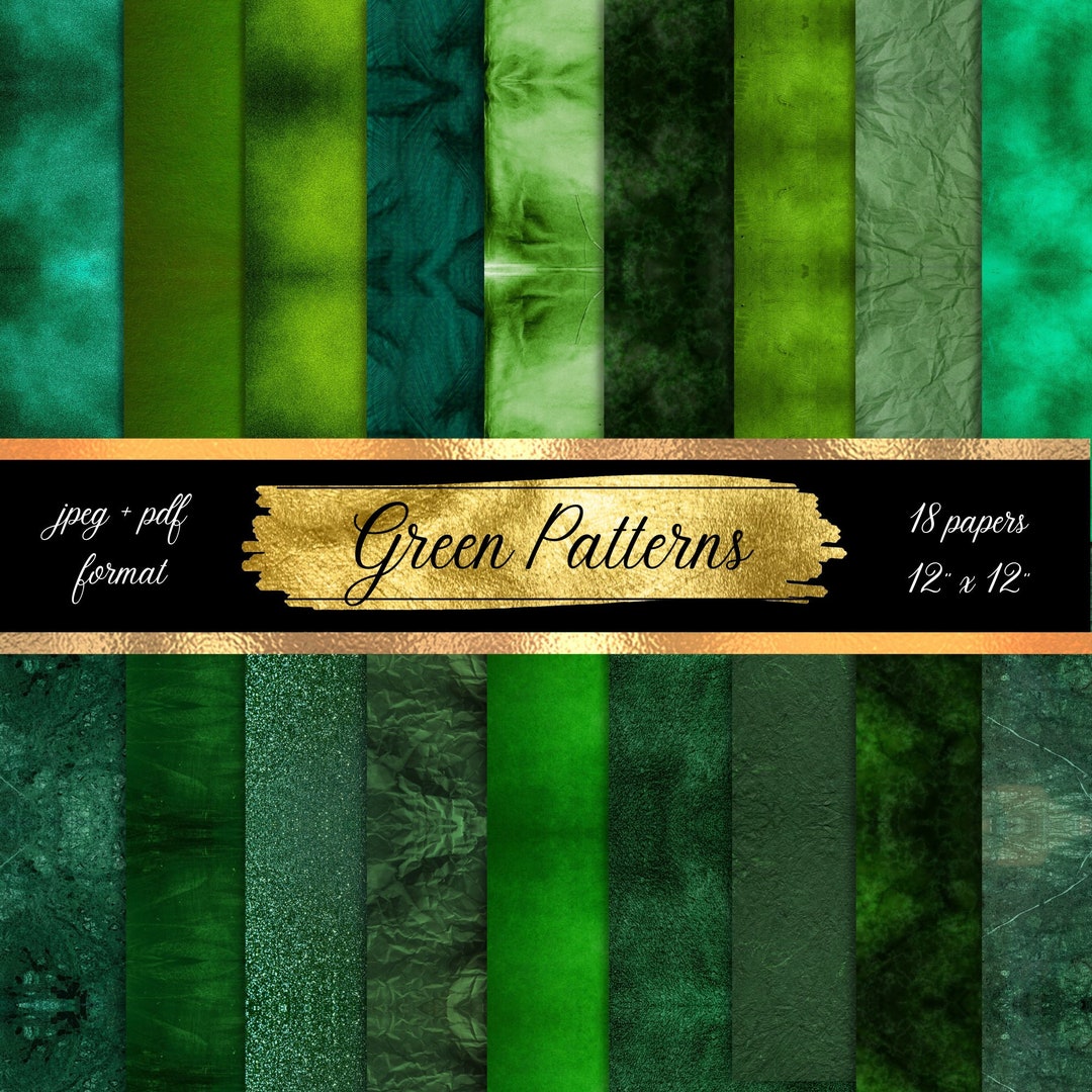 Green Abstract Digital Paper: Seamless Scrapbook Patterns (PDF & JPG ...