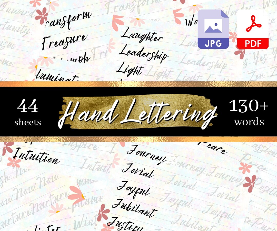 130+ Hand Lettering Practice Set, Handwriting Improvement, Calligraphy ...