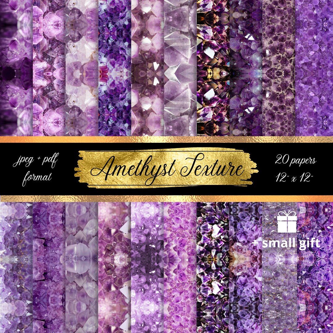 Amethyst Digital Paper Bundle Seamless Printable Crystal Files Friend ...
