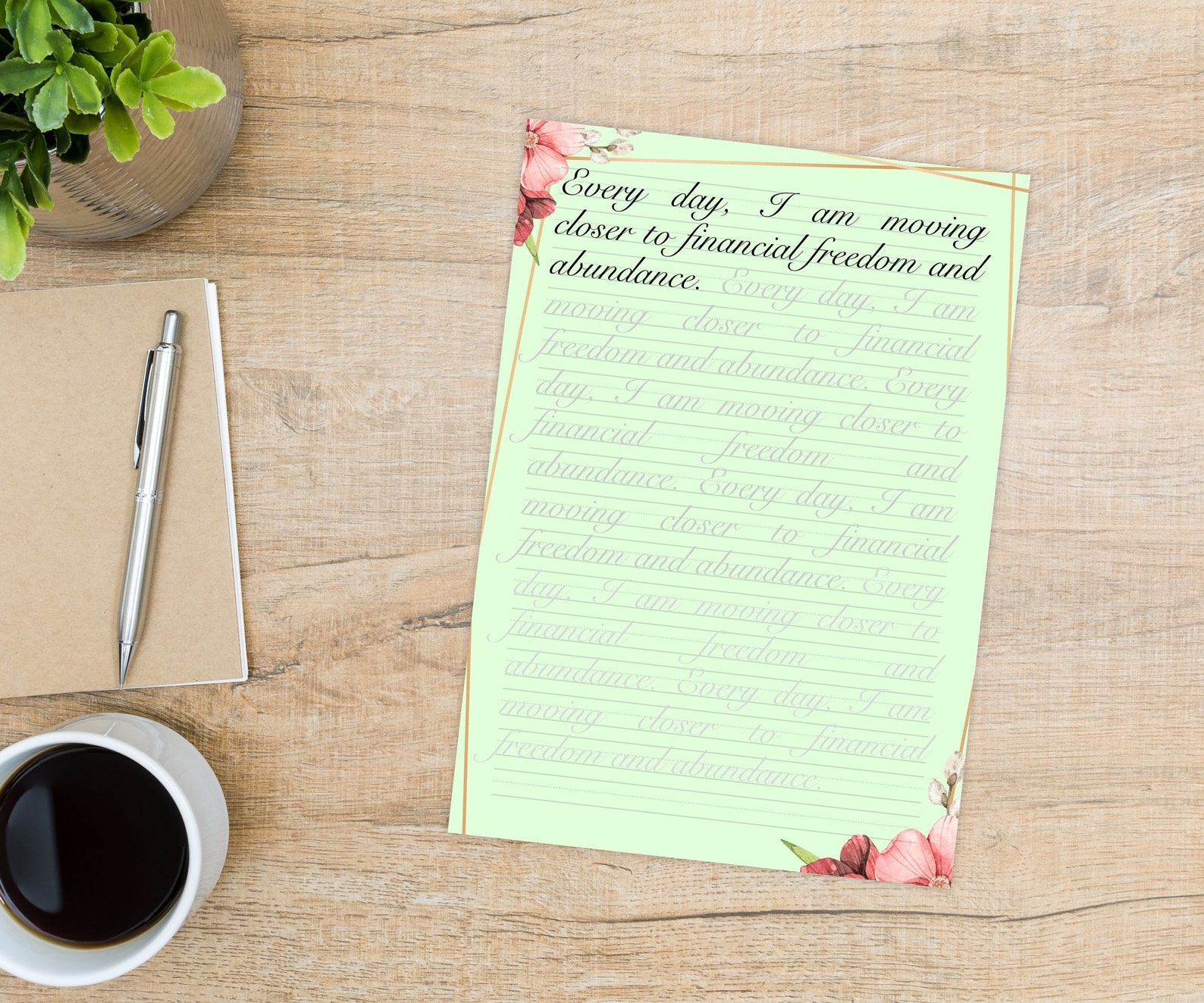 40 Hand Lettering Affirmation Practice Handwriting Workbook Calligraphy ...