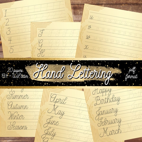 130 Hand Lettering Practice Set, Handwriting Improvement, Calligraphy ...