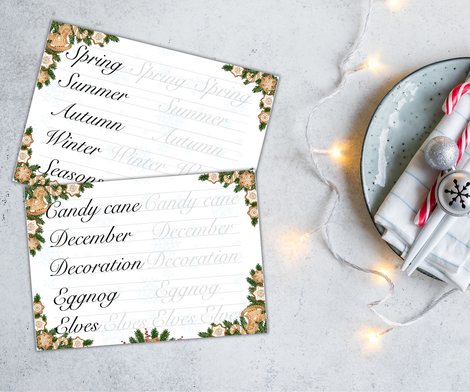 Christmas Hand Lettering Practice Set, Letter to Santa Template ...