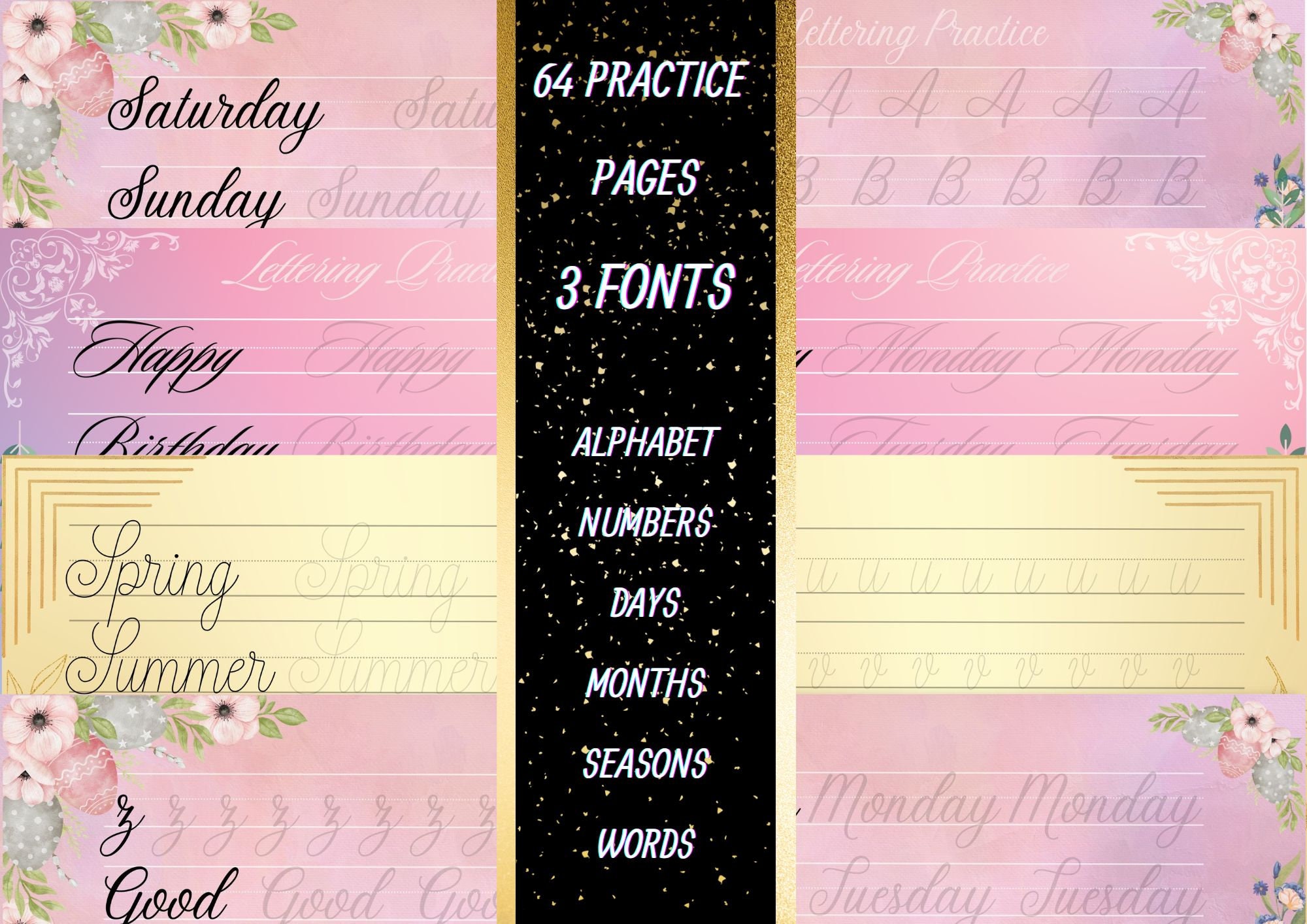 64 Hand Lettering Practice Lettering Workbook Calligraphy Practice ...