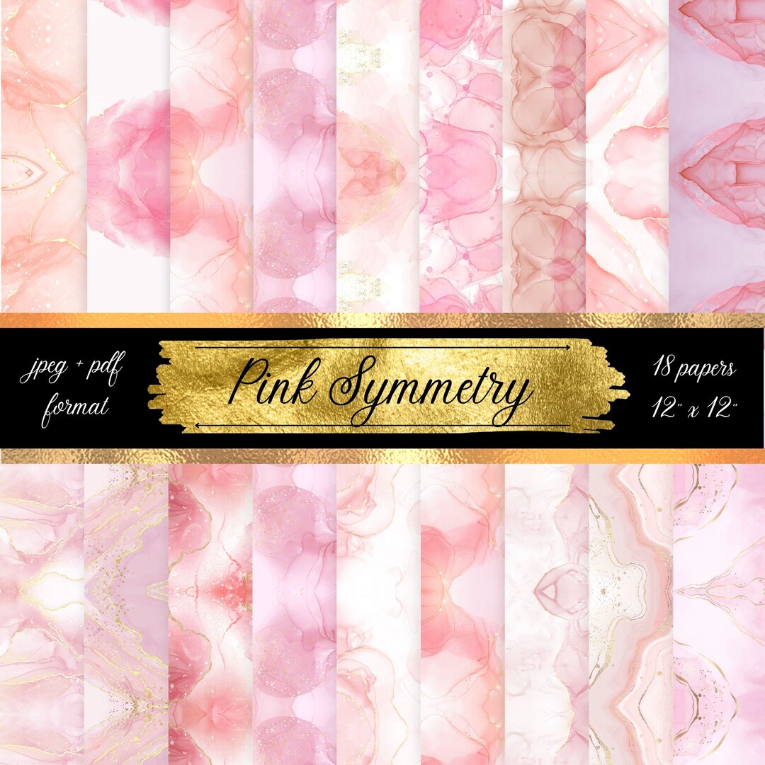 Digital Paper Bundle Pink Seamless Pattern Rosy Printable Scrapbooking ...