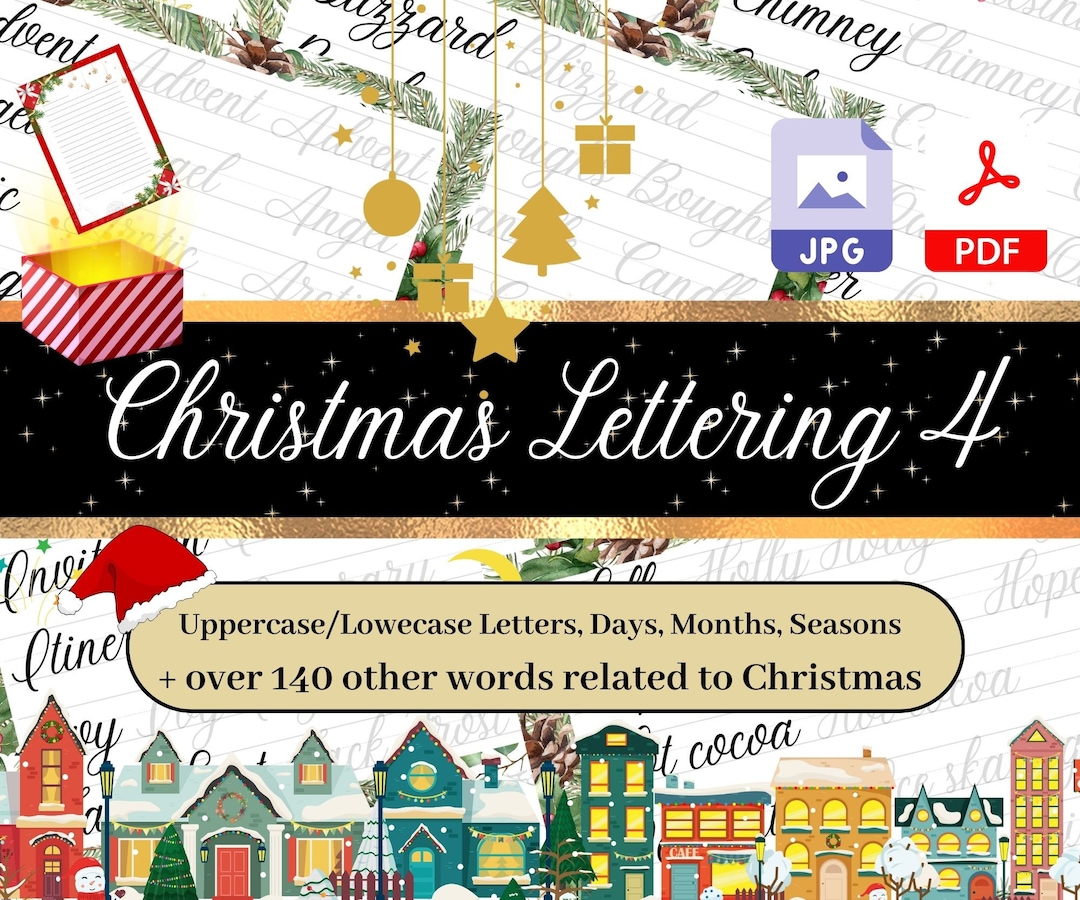 Christmas Hand Lettering Practice Set, Letter to Santa Template ...