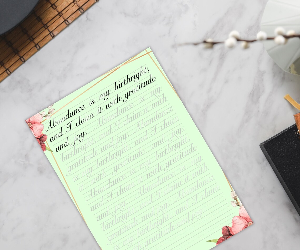 40 Hand Lettering Affirmation Practice Handwriting Workbook Calligraphy ...