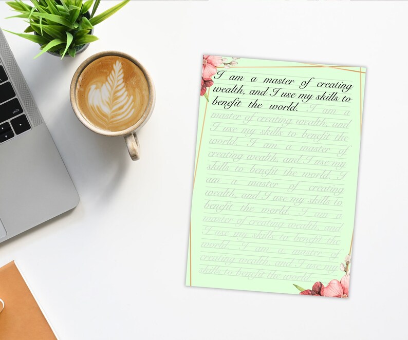 40 Hand Lettering Affirmation Practice Handwriting Workbook Calligraphy ...