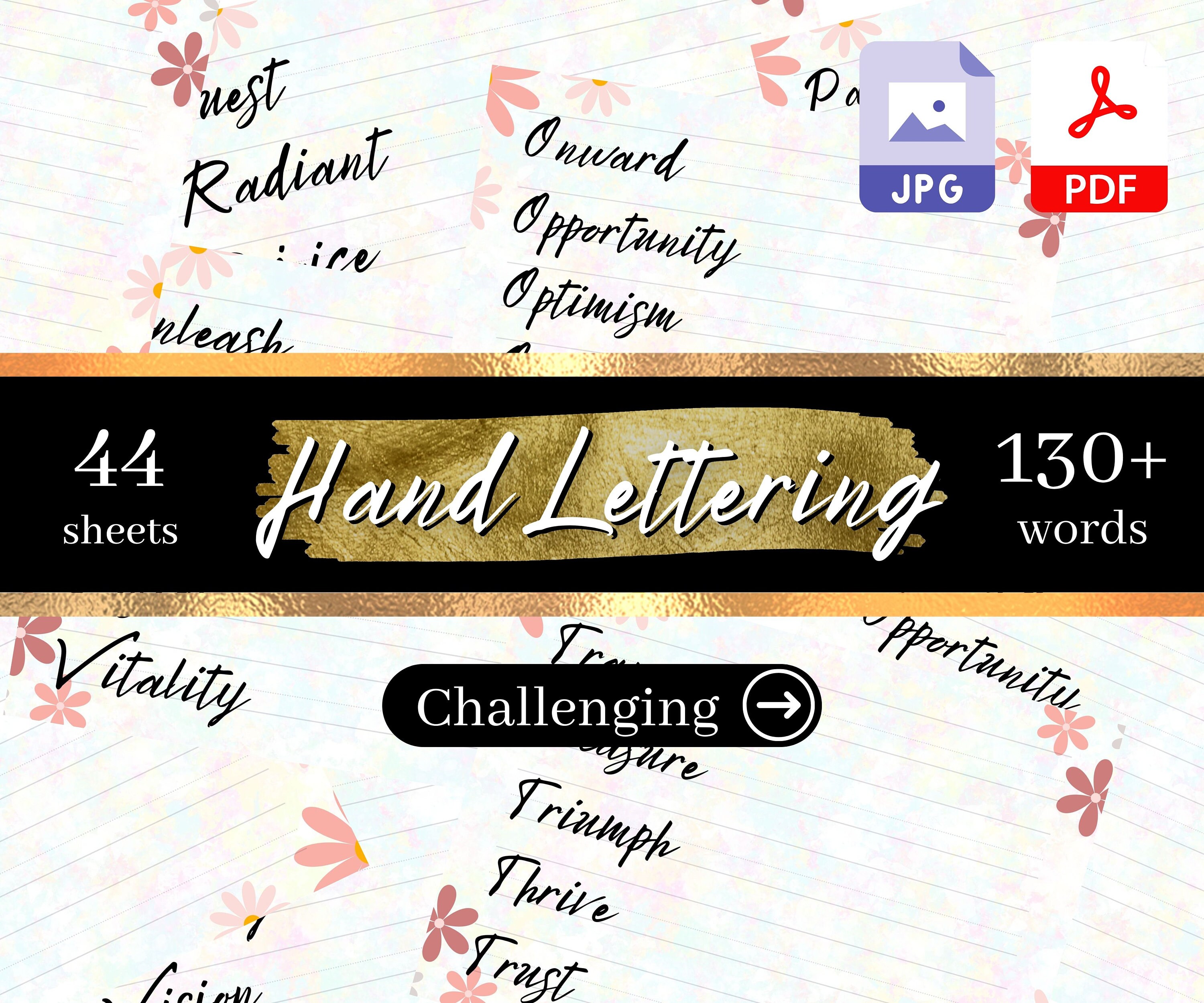 130+ Hand Lettering Practice Set, Handwriting Improvement, Calligraphy ...