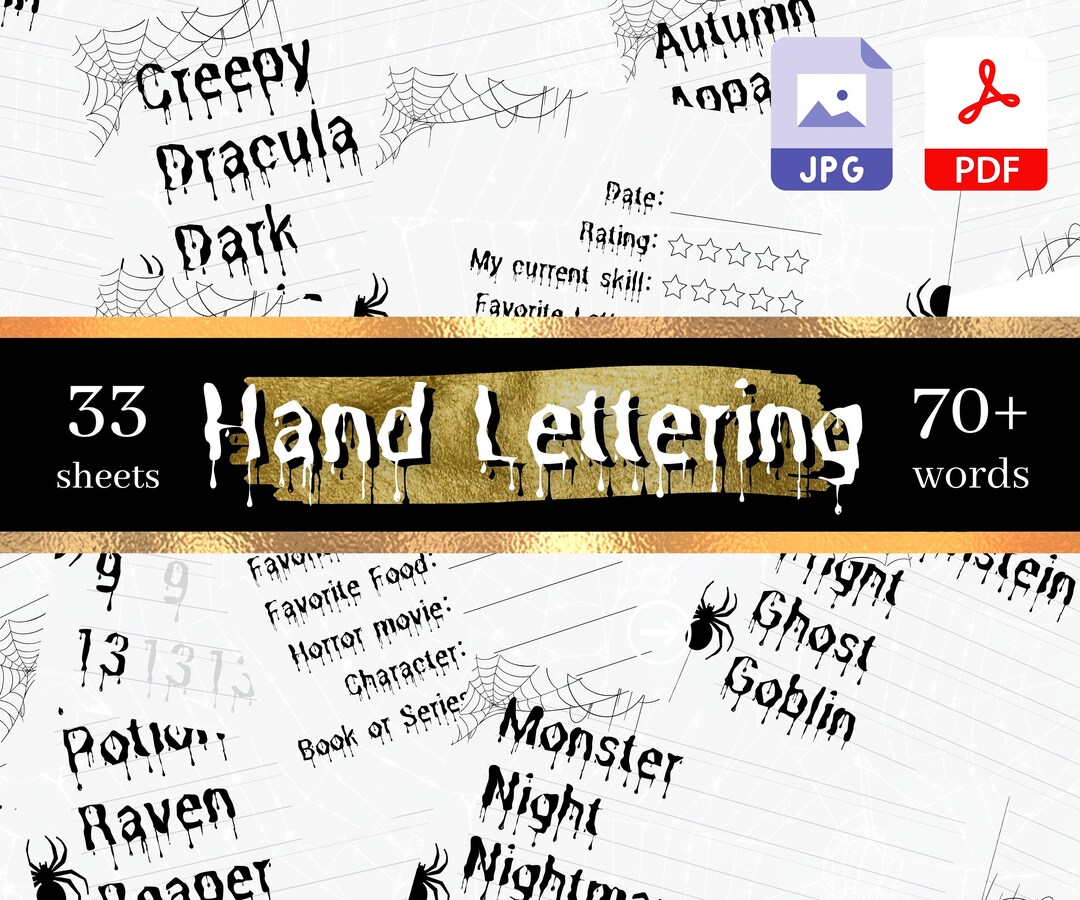 Hand Lettering Halloween Practice Set, Handwriting Improvement ...