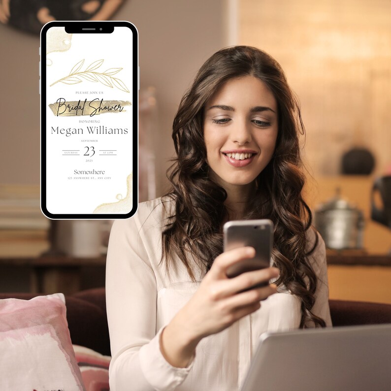 Editable Phone Bridal Shower Invitation, Bachelorette Party, Canva ...