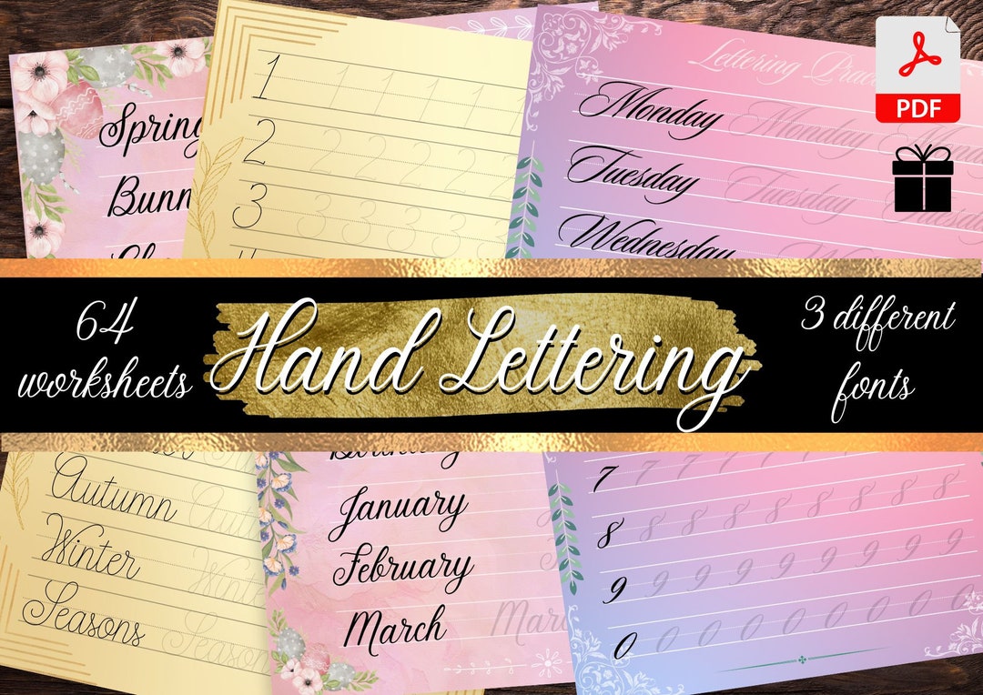 64 Hand Lettering Practice Lettering Workbook Calligraphy Practice ...