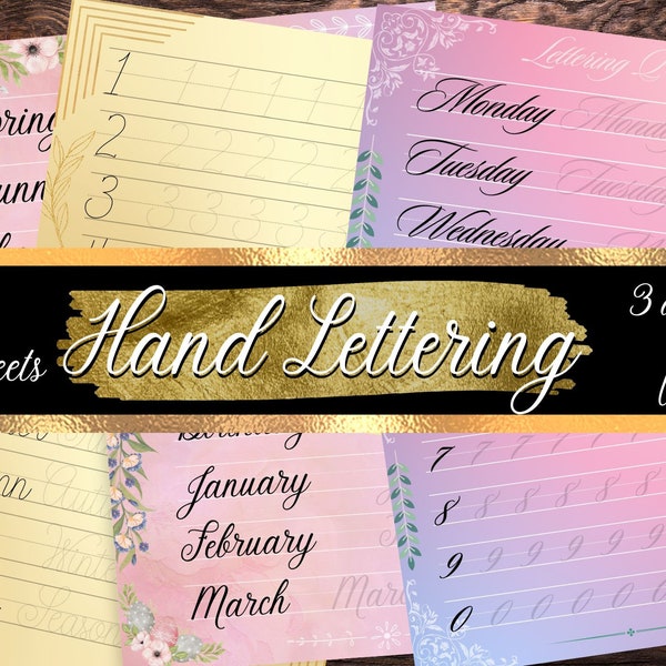 Hand Lettering Worksheets - Etsy