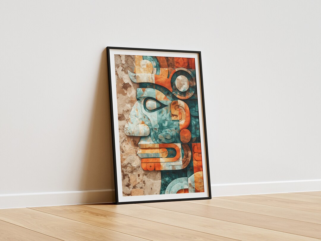 Ancient Mesoamerican Culture Stone Statue, Aztec Wall Art Poster, Mayan ...