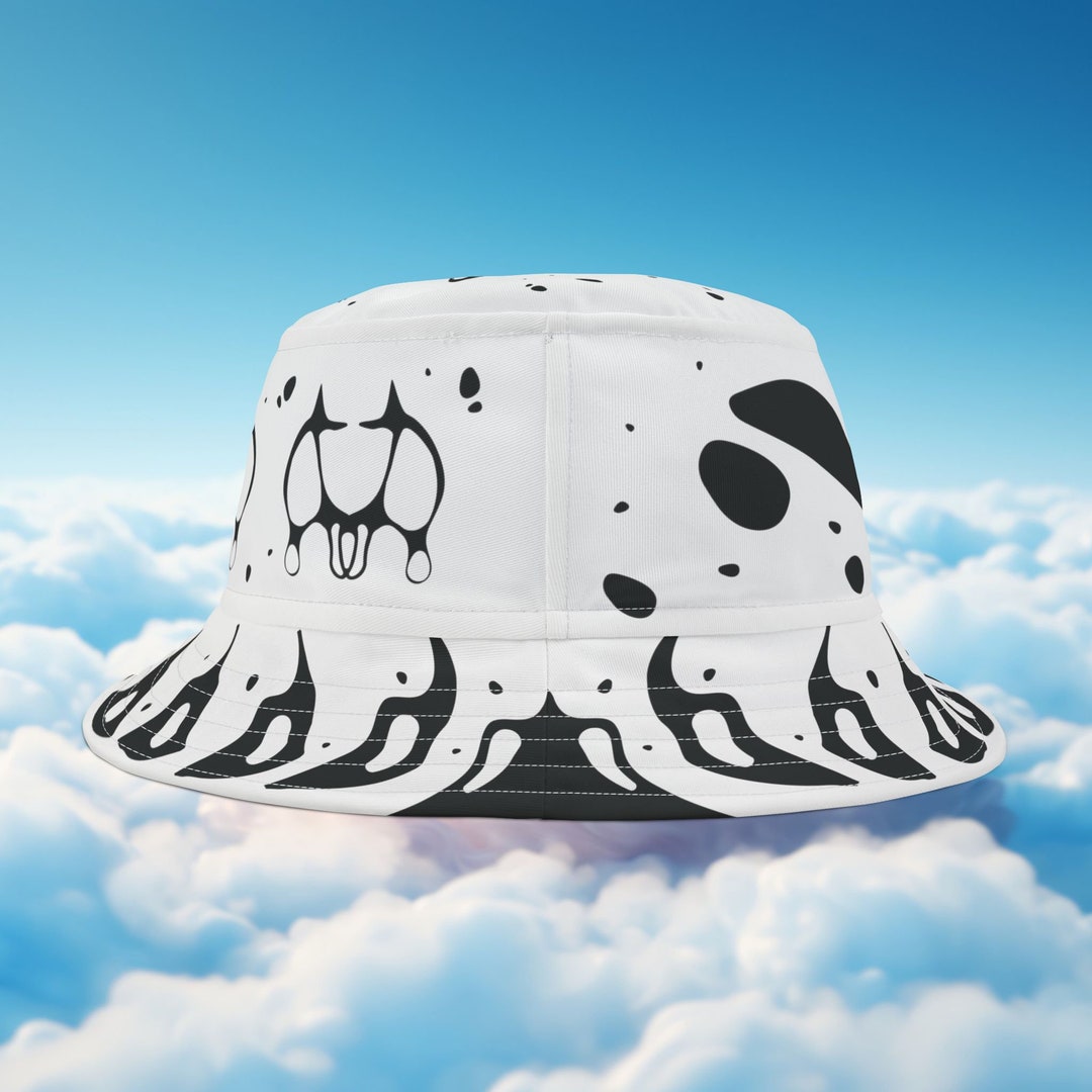 Bones Flashes Bucket Hat, Black and White Colors, Surreal Bones ...