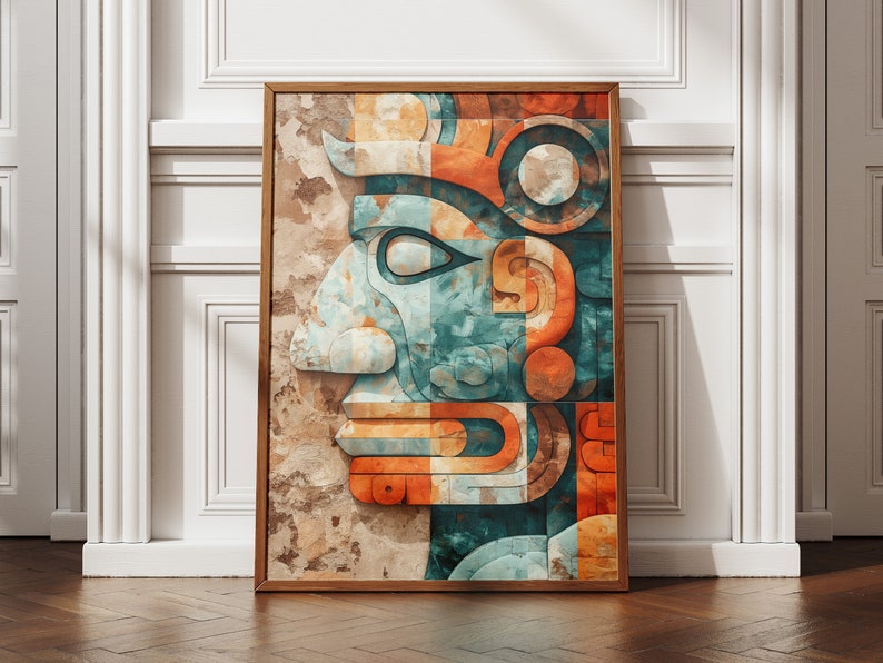 Set of 2, Ancient Mesoamerican Culture Stone Statue, Aztec Wall Art ...