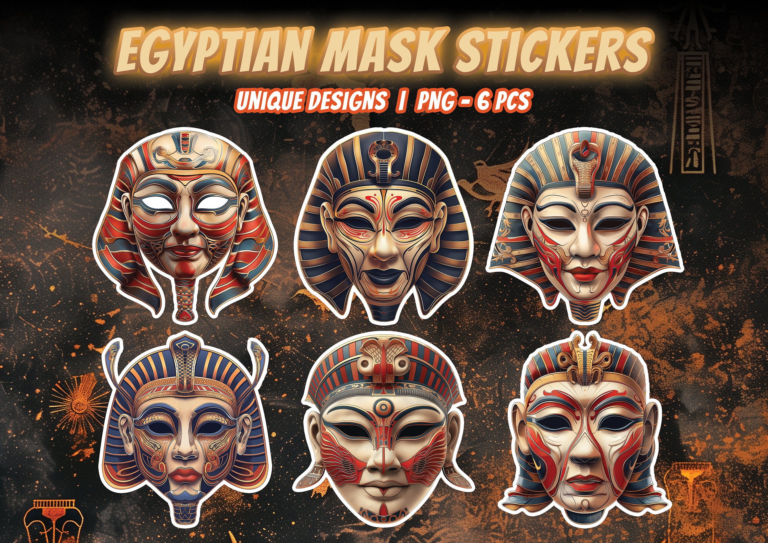 Egyptian Masks Stickers Bundle Printable Art Egyptian Masks Digital ...
