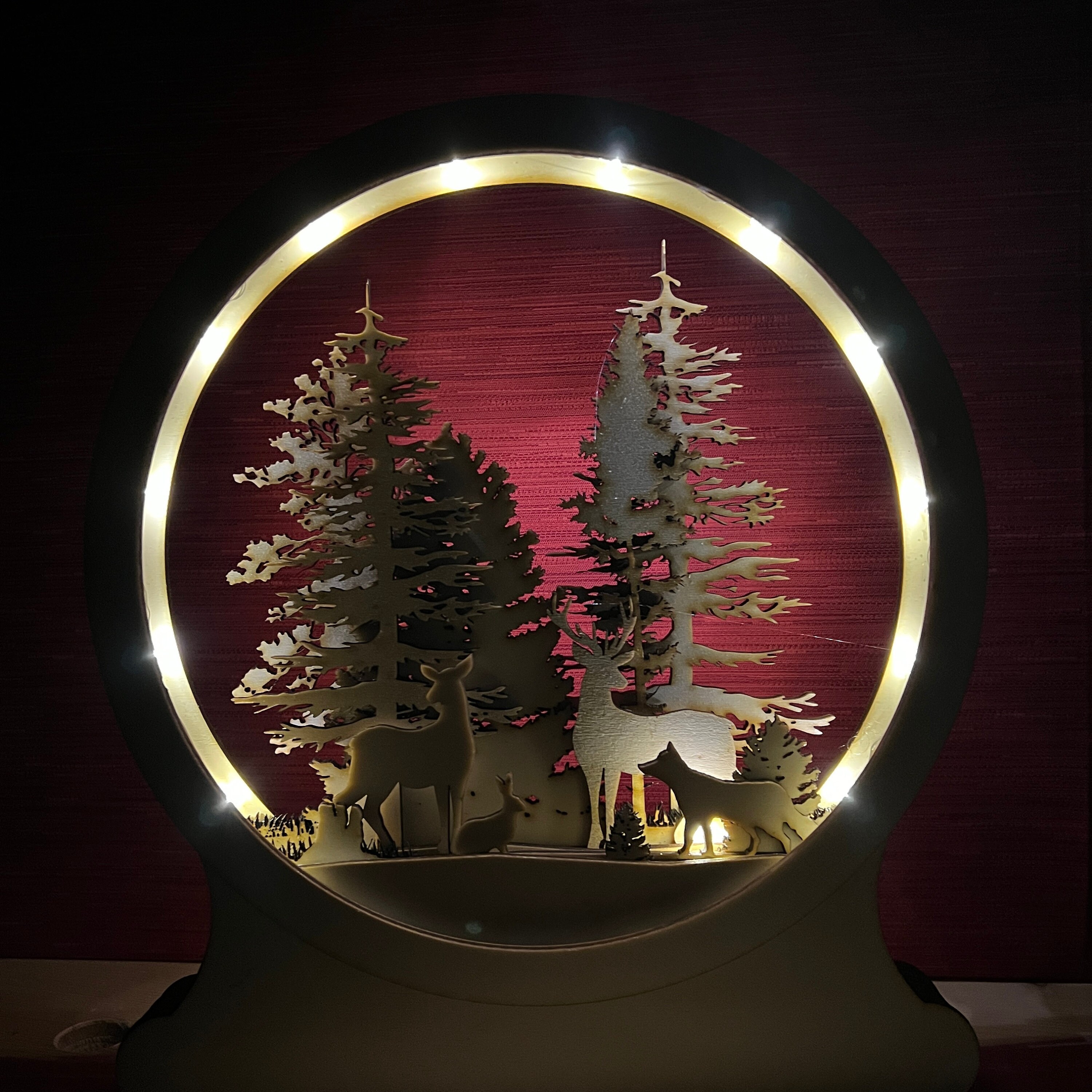 Winter Hunter Christmas Tree Decoration Led Light Deer Craft - Etsy