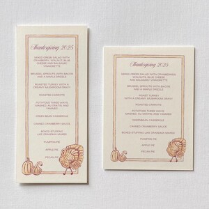 Fall Themed Menu & Place Card, Autumn, Thanksgiving Dinner ...