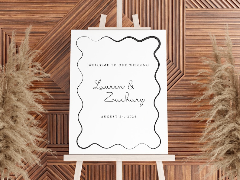 Wavy Wiggle Border Wedding Welcome Sign, Event Sign, Wedding, Bridal ...