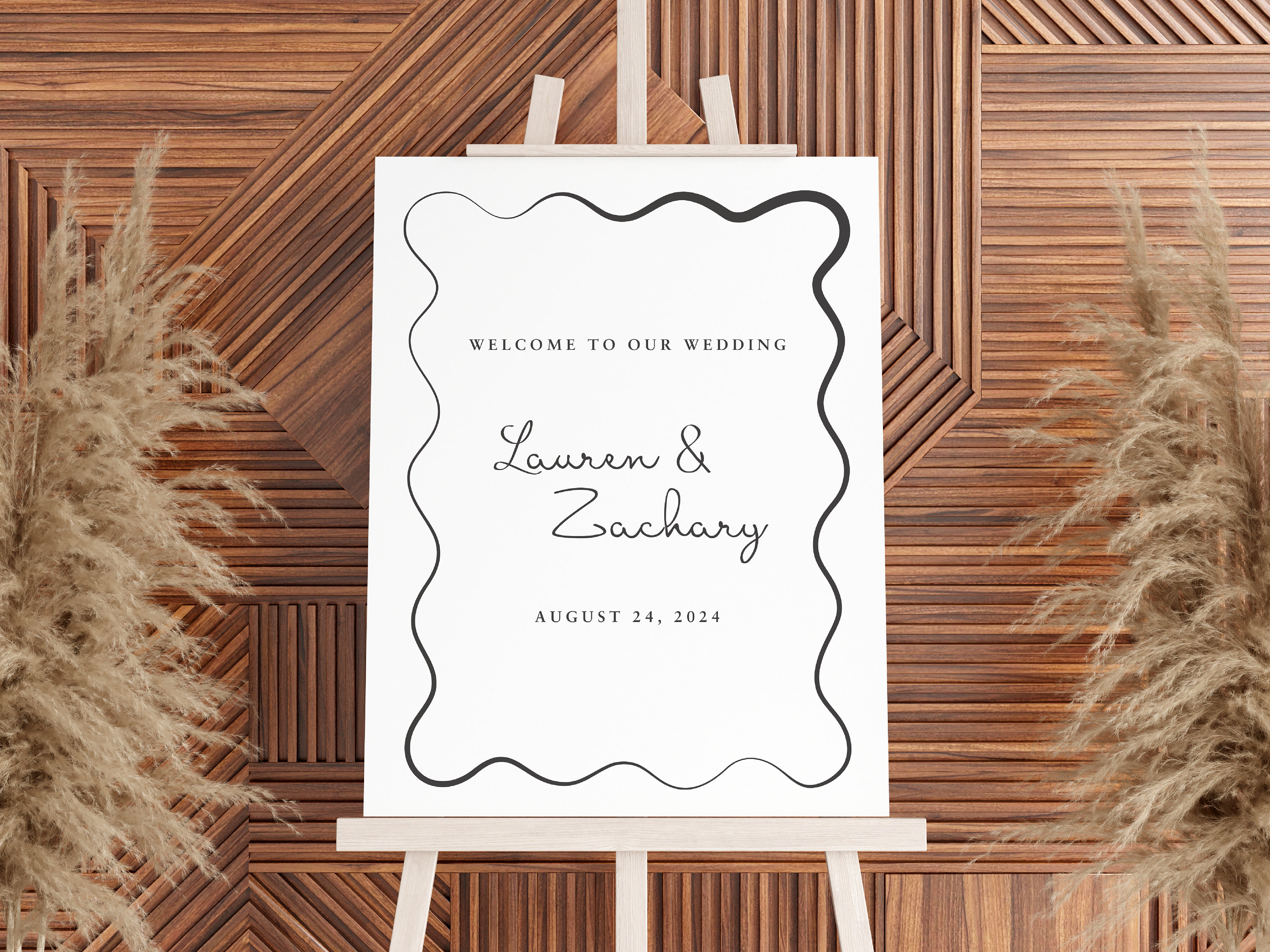 Wavy Wiggle Border Wedding Welcome Sign, Event Sign, Wedding, Bridal ...