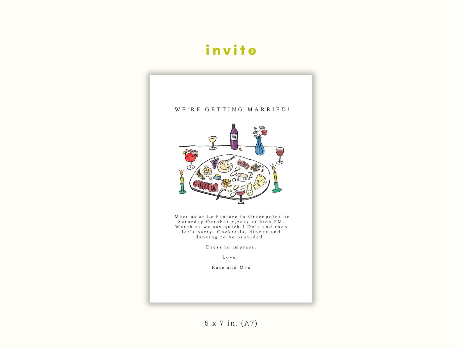 Fun Wedding Invite, Customizable Dinner Party Invite, Cocktail Party ...