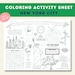 New York City Activity Sheet for Kids, NYC Coloring Placemat, New York ...