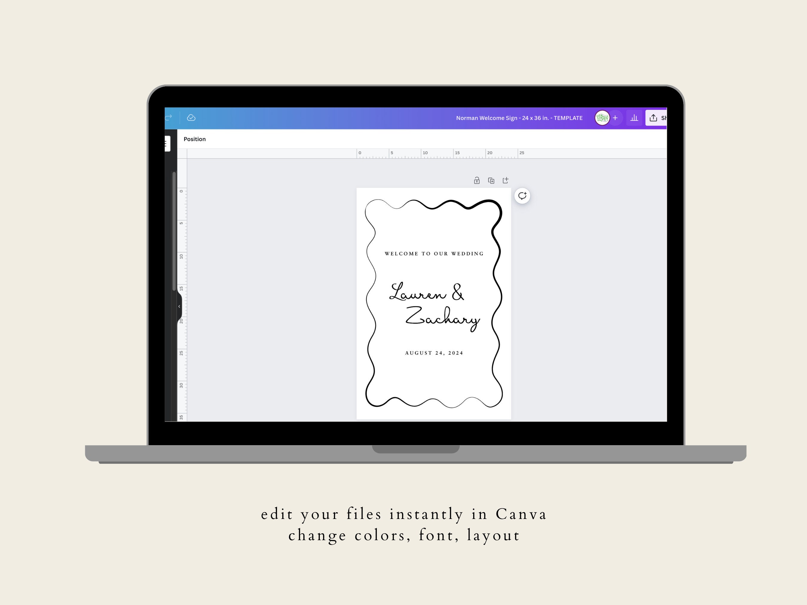 Wavy Wiggle Border Wedding Welcome Sign, Event Sign, Wedding, Bridal ...