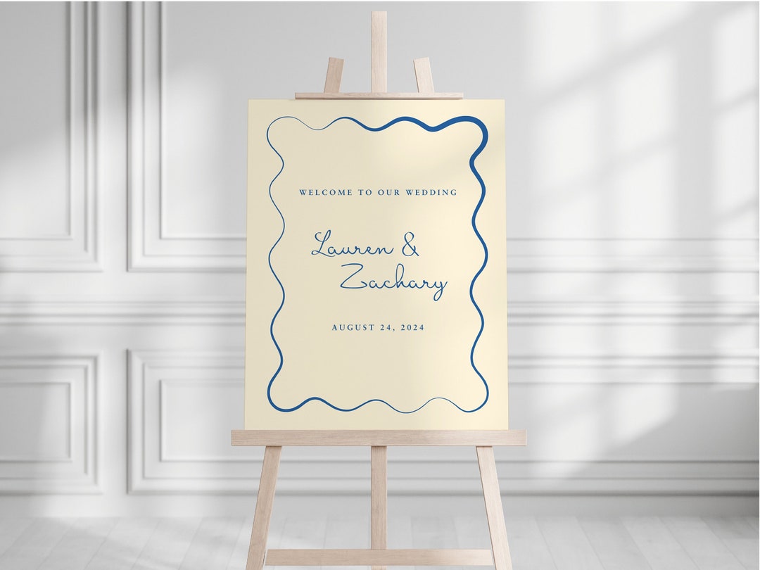 Wavy Wiggle Border Wedding Welcome Sign, Event Sign, Wedding, Bridal ...