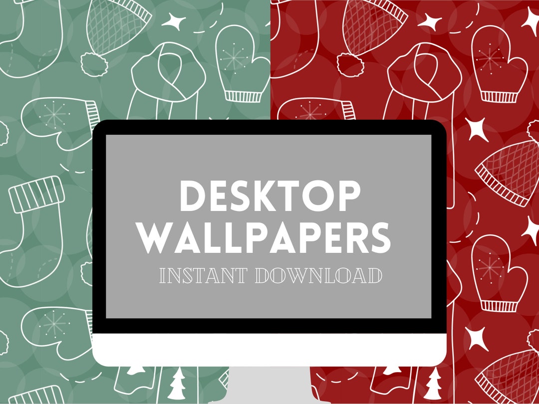 Desktop Wallpaper | Set of 2 | Red & Green Cozy Knits | Christmas ...