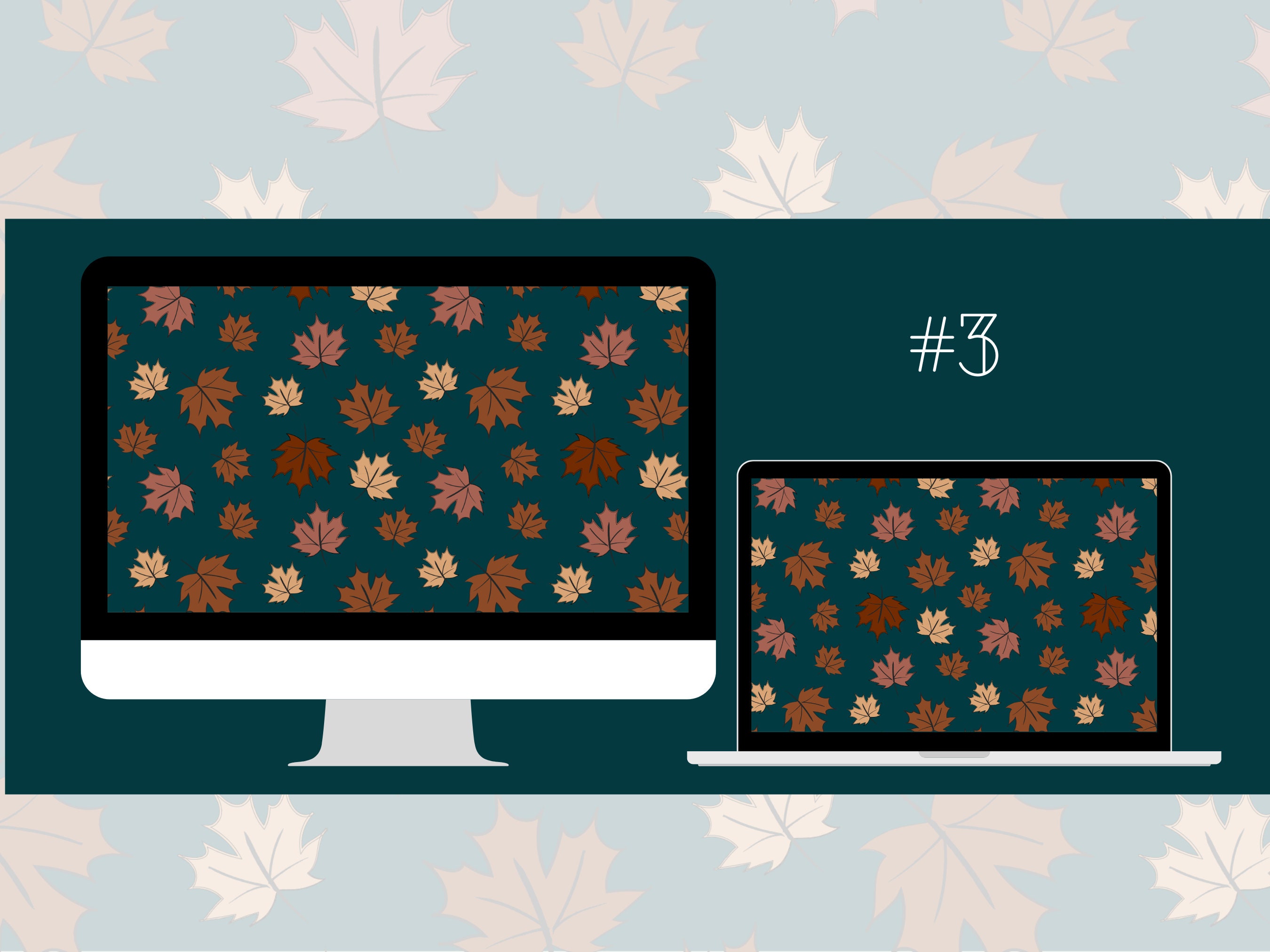Desktop Wallpaper Set of 4 Fall Leaves Fall Background - Etsy