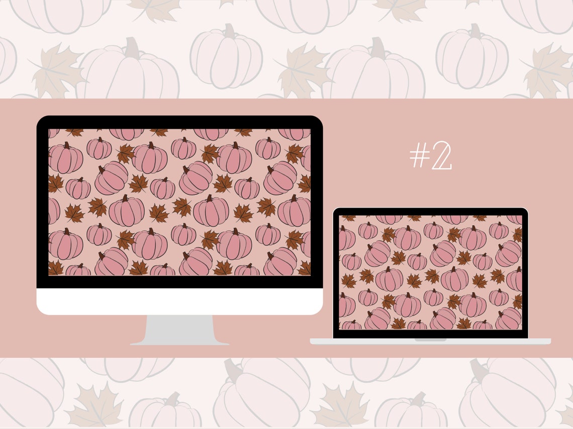 Desktop Wallpaper | Set of 2 | Pink Pumpkins | Fall Background - Etsy