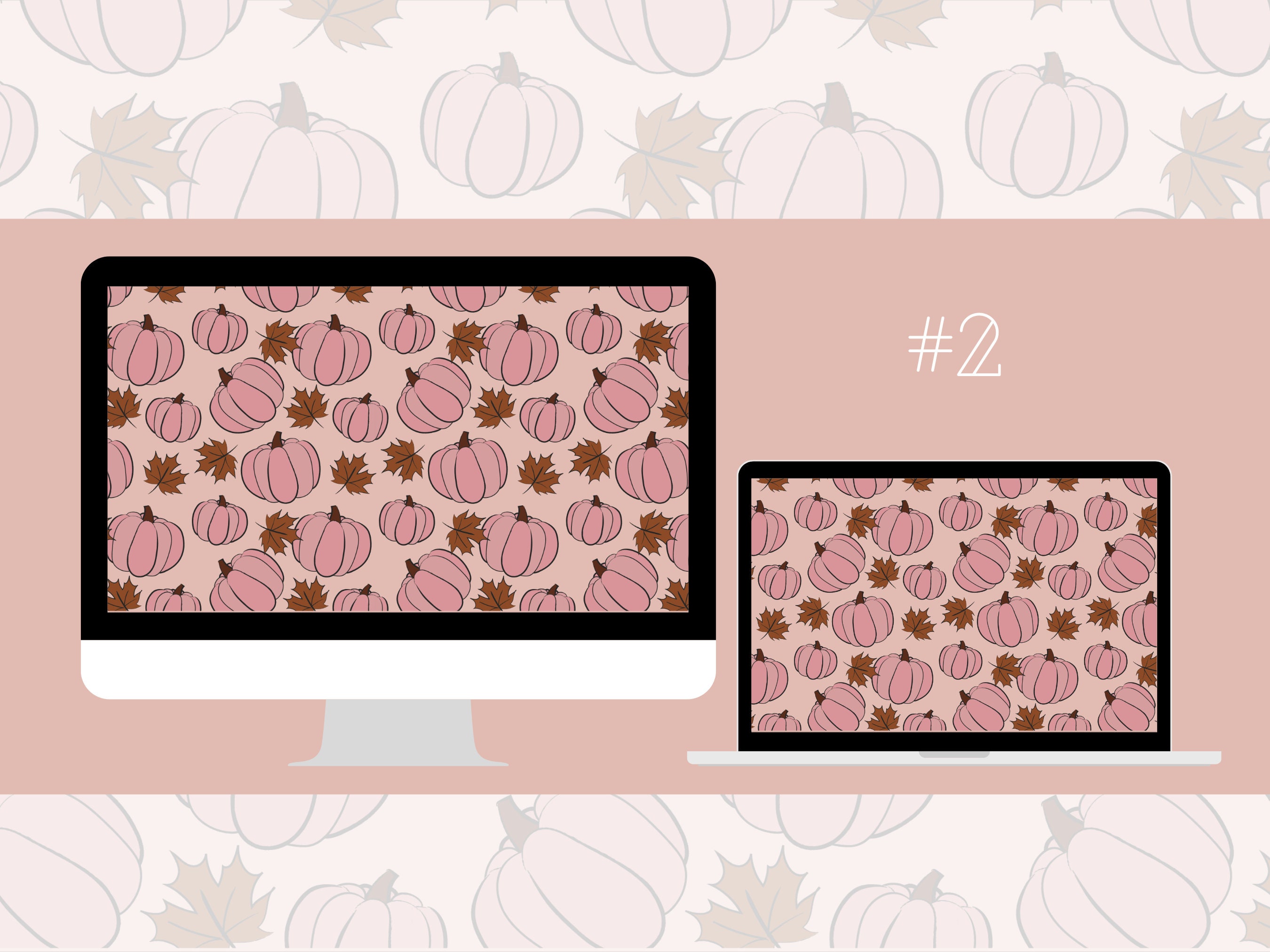 Desktop Wallpaper | Set of 2 | Pink Pumpkins | Fall Background - Etsy
