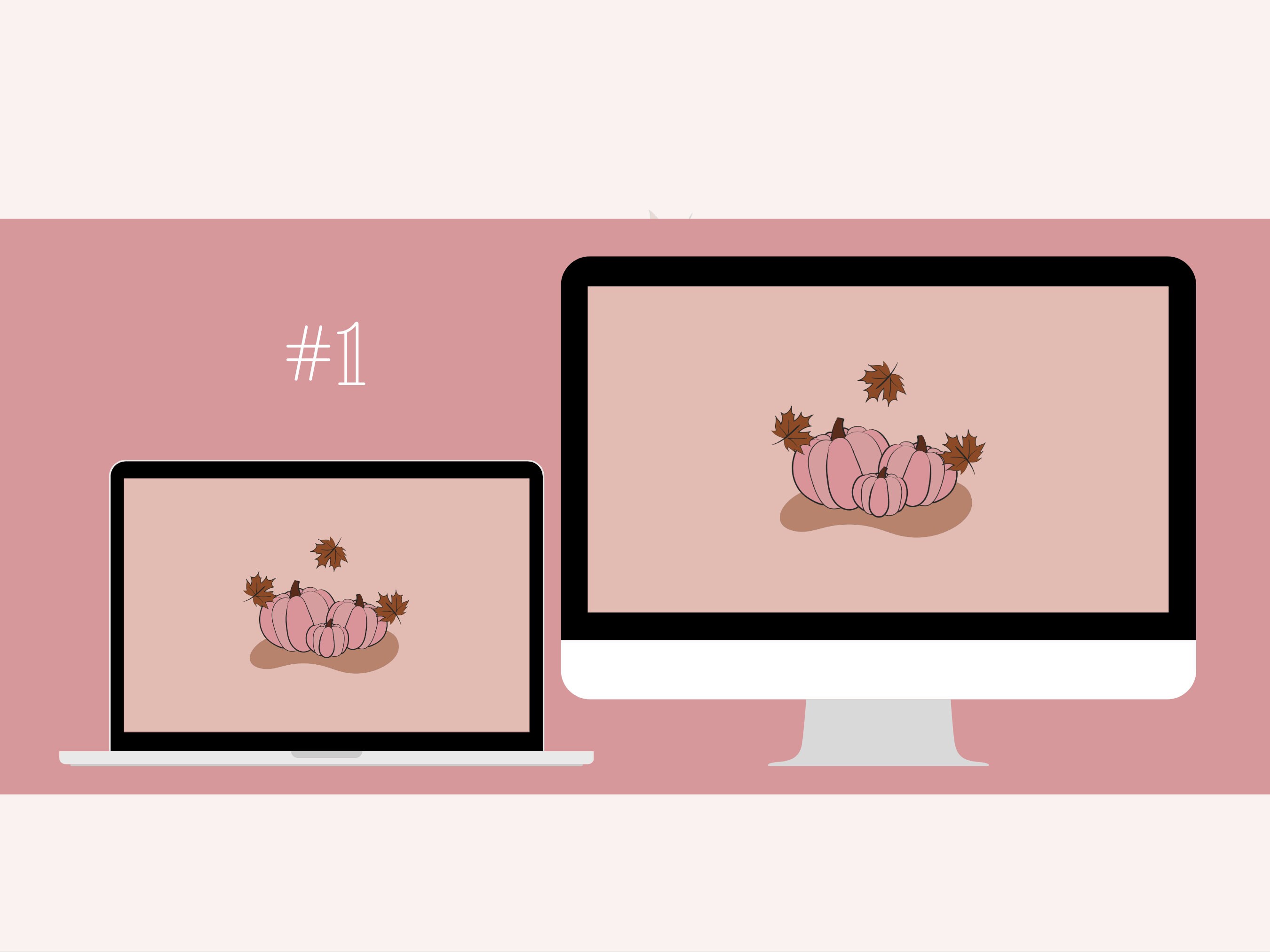 Desktop Wallpaper | Set of 2 | Pink Pumpkins | Fall Background - Etsy