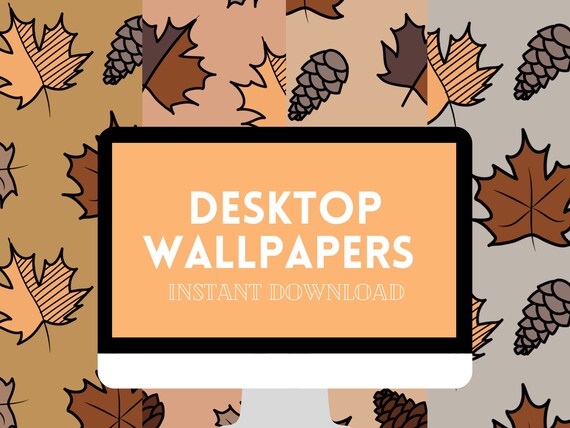 Desktop Wallpaper Set of 4 Fall Leaves Fall Background - Etsy