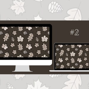 Desktop Wallpaper | Set of 2 | Neutral Leaves | Fall Background - Etsy