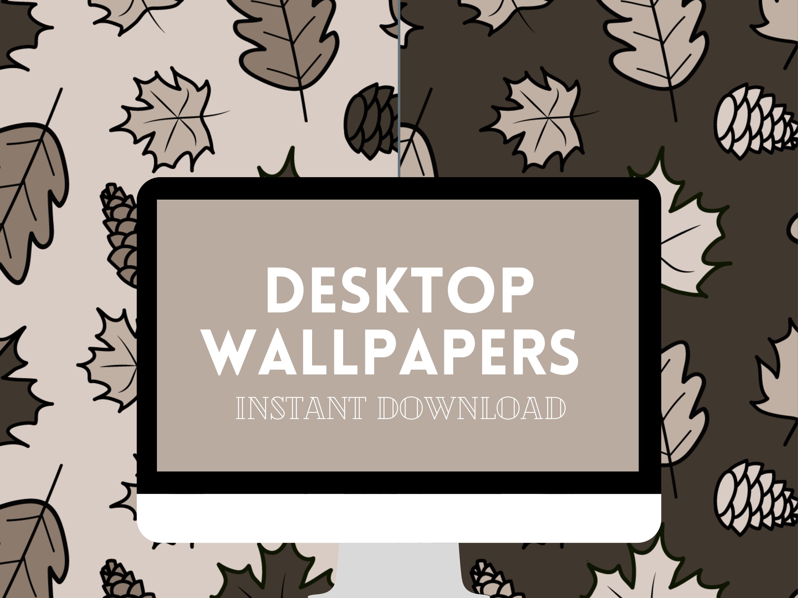 Desktop Wallpaper | Set of 2 | Neutral Leaves | Fall Background - Etsy