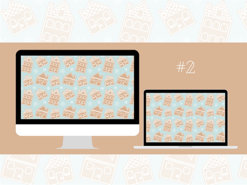 Desktop Wallpaper | Set of 2 | Gingerbread Snowflake | Christmas ...