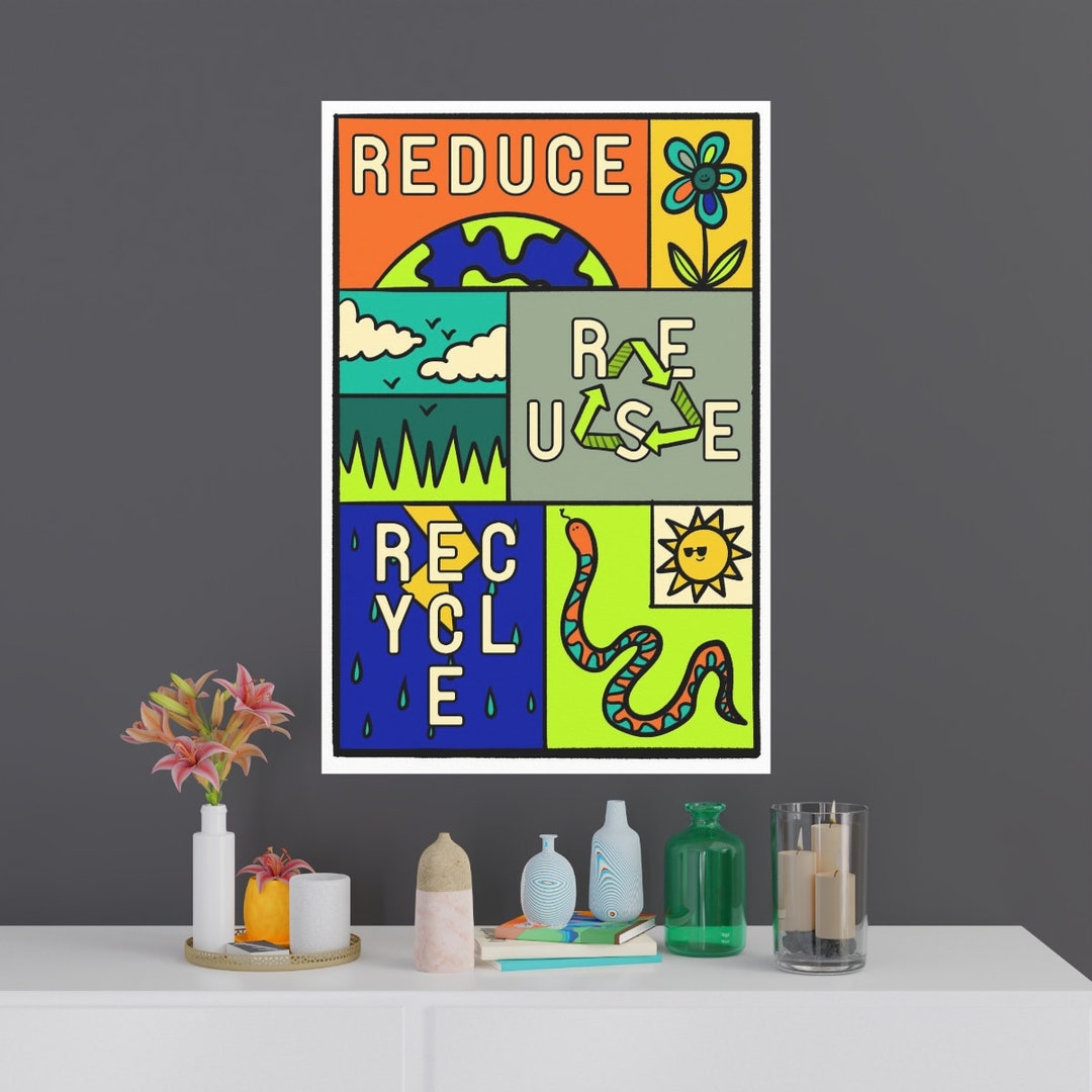 Reduce Reuse Recycle Graphic Poster - Etsy UK