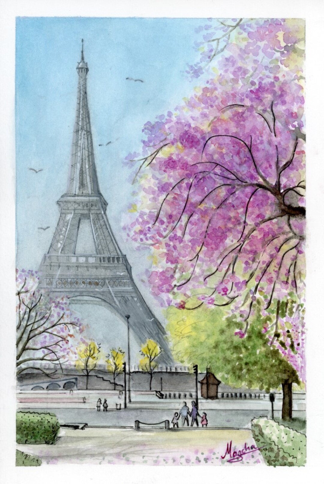 Original Watercolor Painting of Paris in Spring. - Etsy