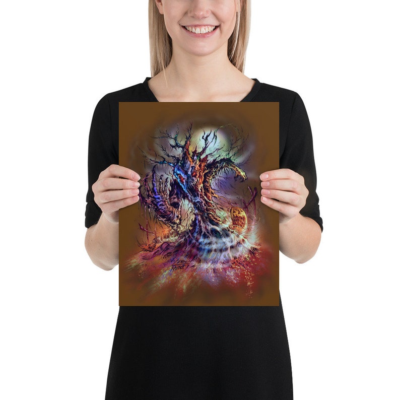 Scary Tree Monster Spooky Poster, Halloween Art Poster Print by Artist ...