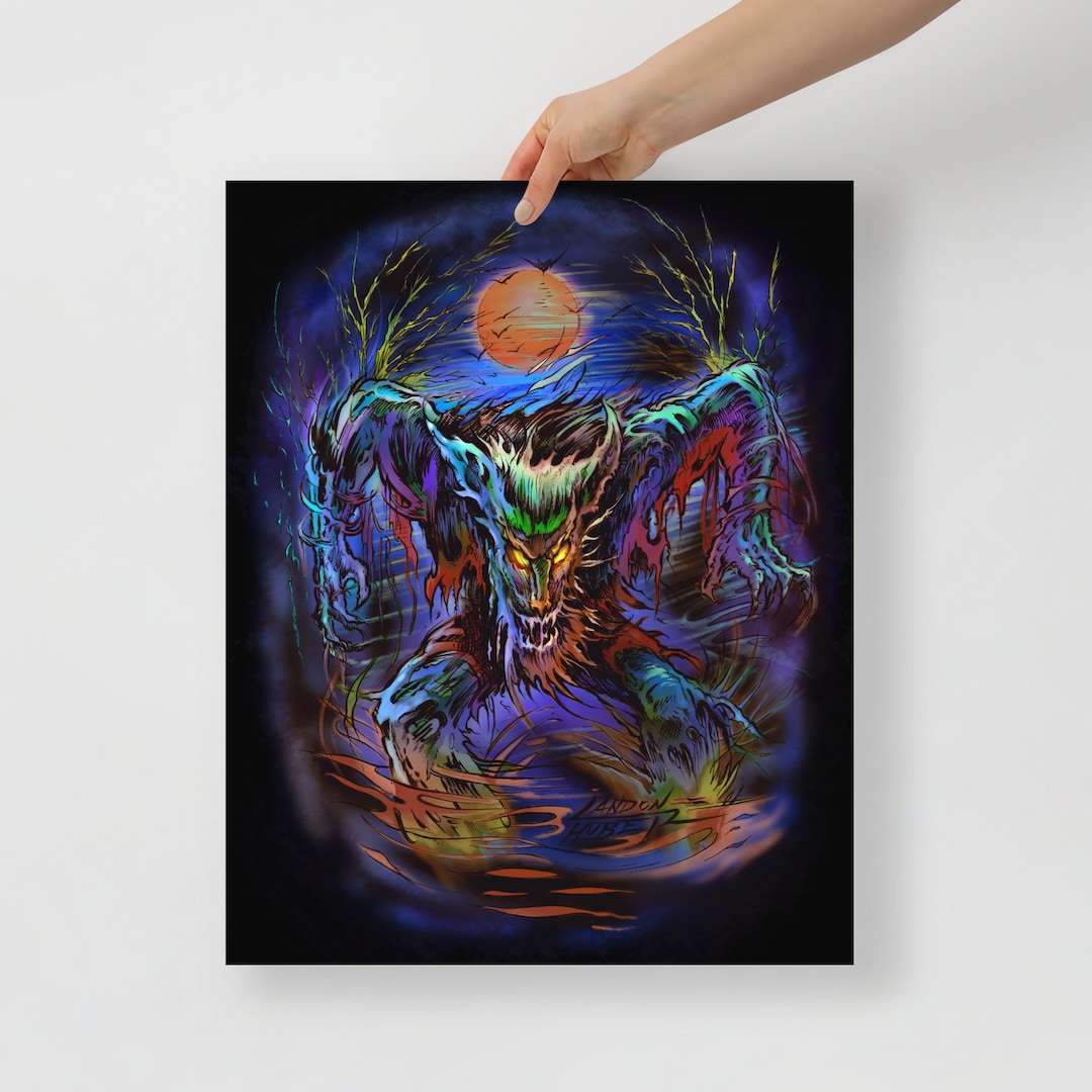 Crouching Werewolf Spooky ART PRINT, Halloween POSTER by Artist Landon ...