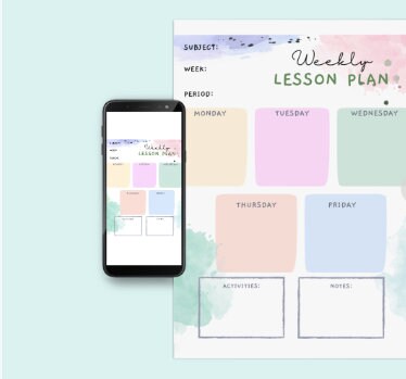 Weekly Lesson Plan Printable, Instant One Time Download, Watercolor ...