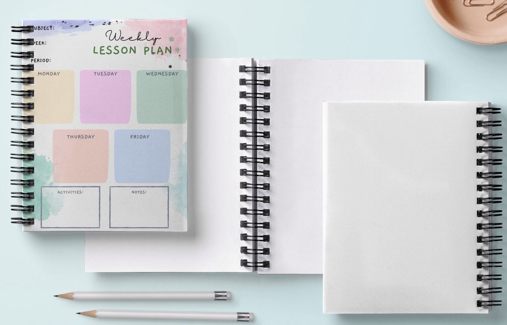 Weekly Lesson Plan Printable, Instant One Time Download, Watercolor ...