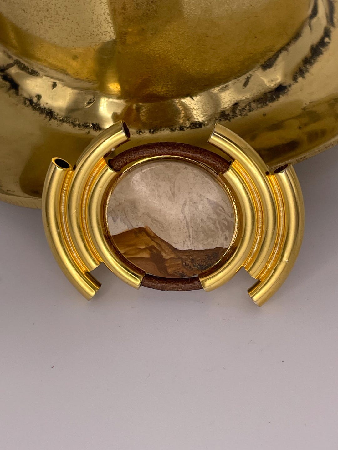 Mid Mod Brass and Stone Bolo - Etsy
