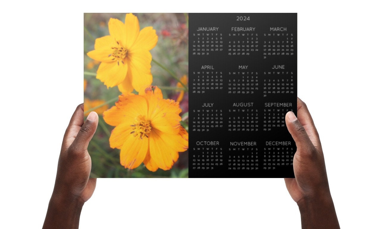 Physical 2024 Calendar 8x10 Orange Flowers Landscape Nature Photography ...