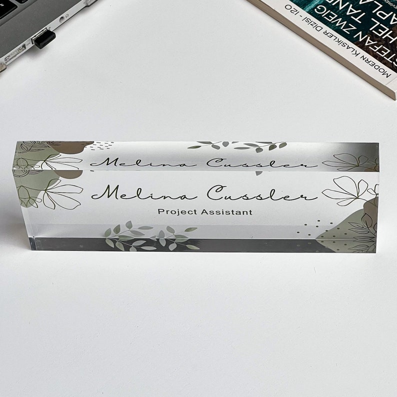 Green Floral Name Plate Personalized Name Plate for Desk - Etsy