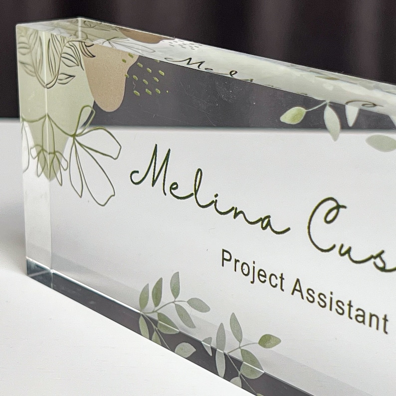 Green Floral Name Plate Personalized Name Plate for Desk - Etsy