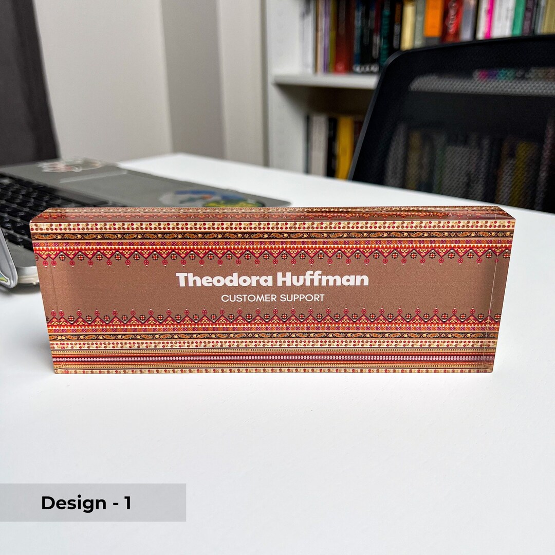 Ethnic Design Name Plate, Ottoman Desk Sign, Vintage Office Decor ...
