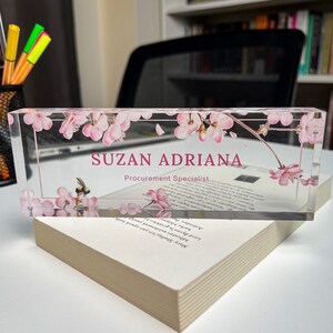 Pink Floral Name Plate, Executive Office Name Sign, Personalized ...