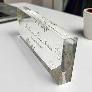 Green Floral Name Plate, Personalized Name Plate for Desk, Crystal Desk ...